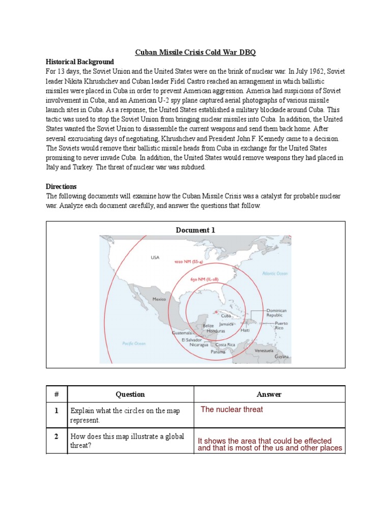 Cuban Missile Crisis Cold War DBQ Annotated | PDF | Cuban Missile ...
