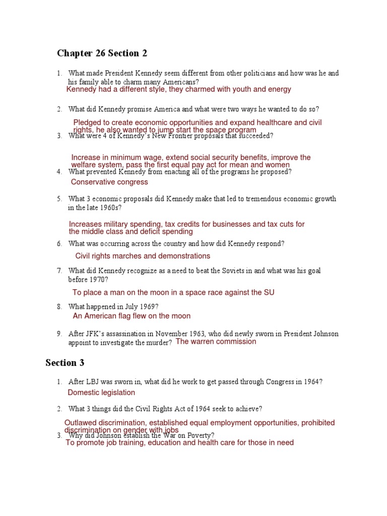 Chapter 26 Section 2 and 3 Annotated | PDF | Lyndon B. Johnson | Great ...