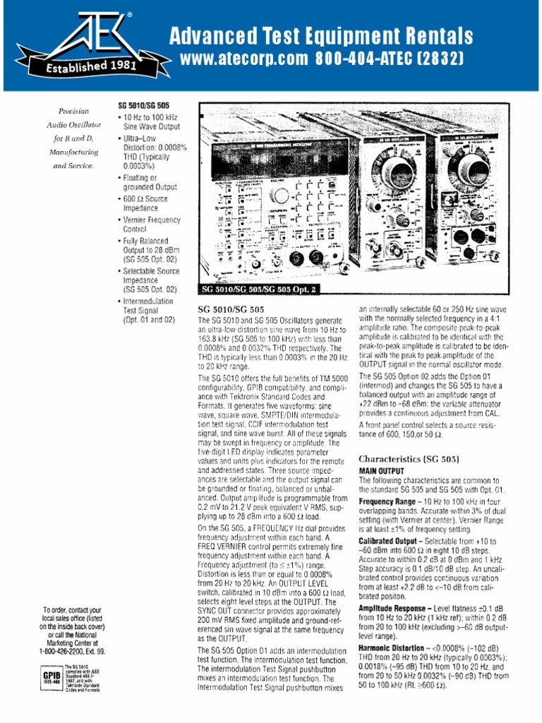 Tektronix sg5010 sg505 - Datasheet PDF | PDF | Amplitude | Oscillation