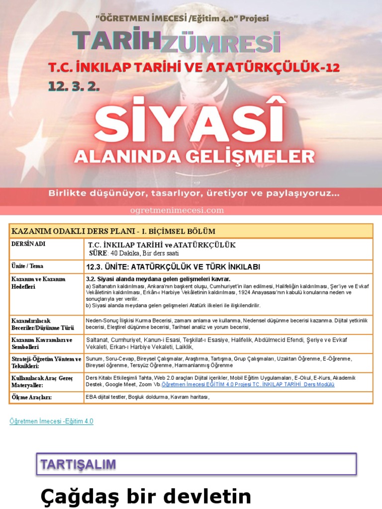 12.3.2. Siyasi Alanda Gelismeler Plan Sunum Slayt | PDF