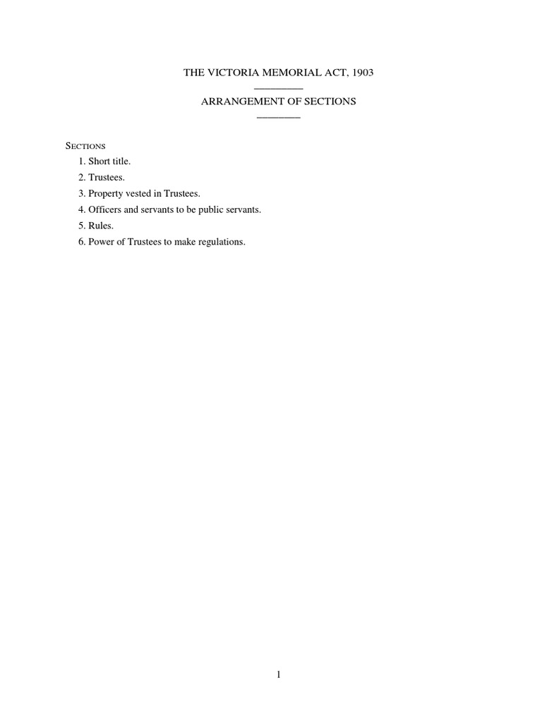 Victoria Memorial Act 1903 Overview | PDF | Government Of India | Trustee