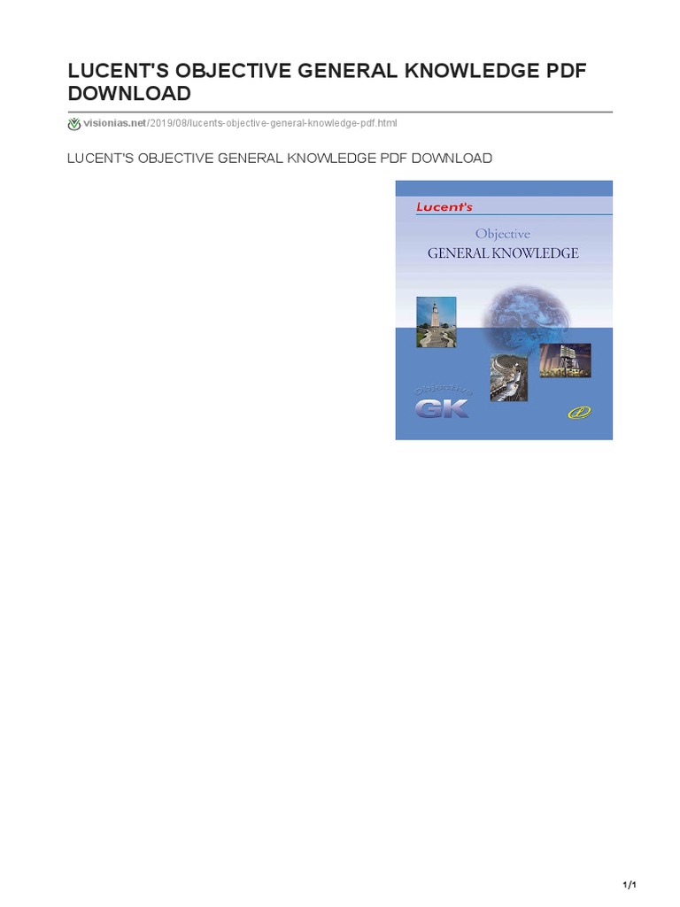 visionias.net-LUCENTS OBJECTIVE GENERAL KNOWLEDGE PDF DOWNLOAD | PDF