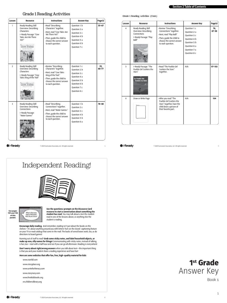 1stgrade AnswerKey | PDF