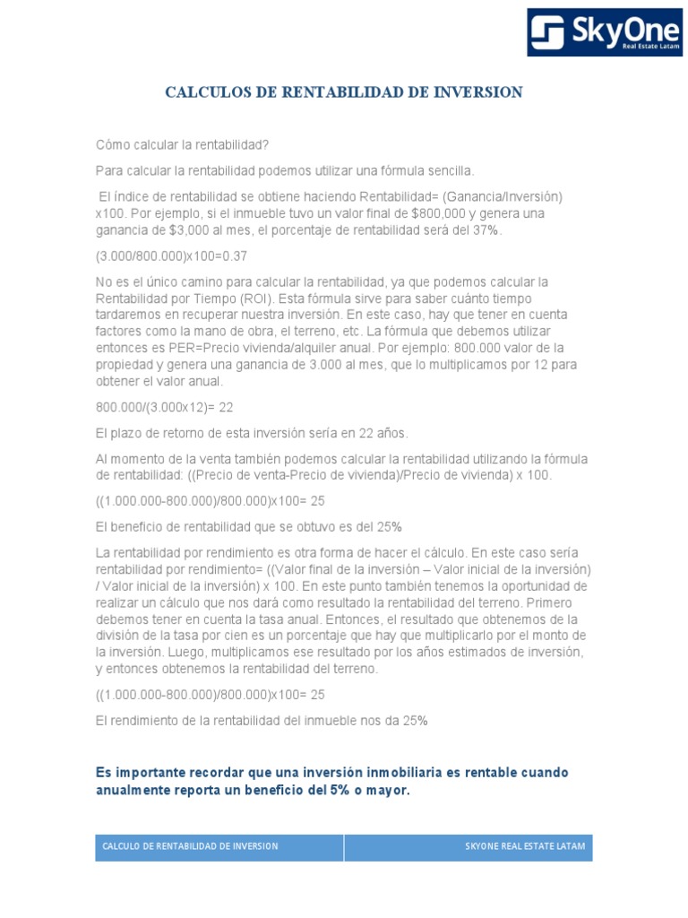 Cómo calcular la rentabilidad de una inversión inmobiliaria: diferentes ...