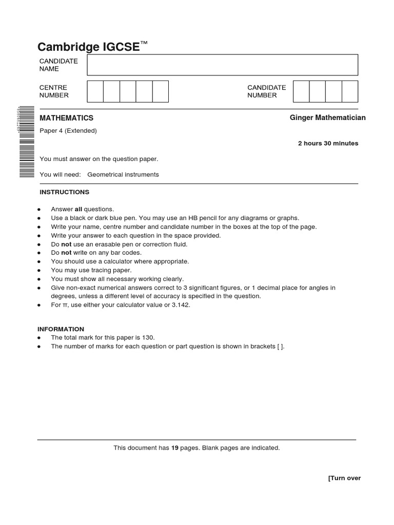 Predicted Paper 4 Ginger Mathematician Solutions Pdf