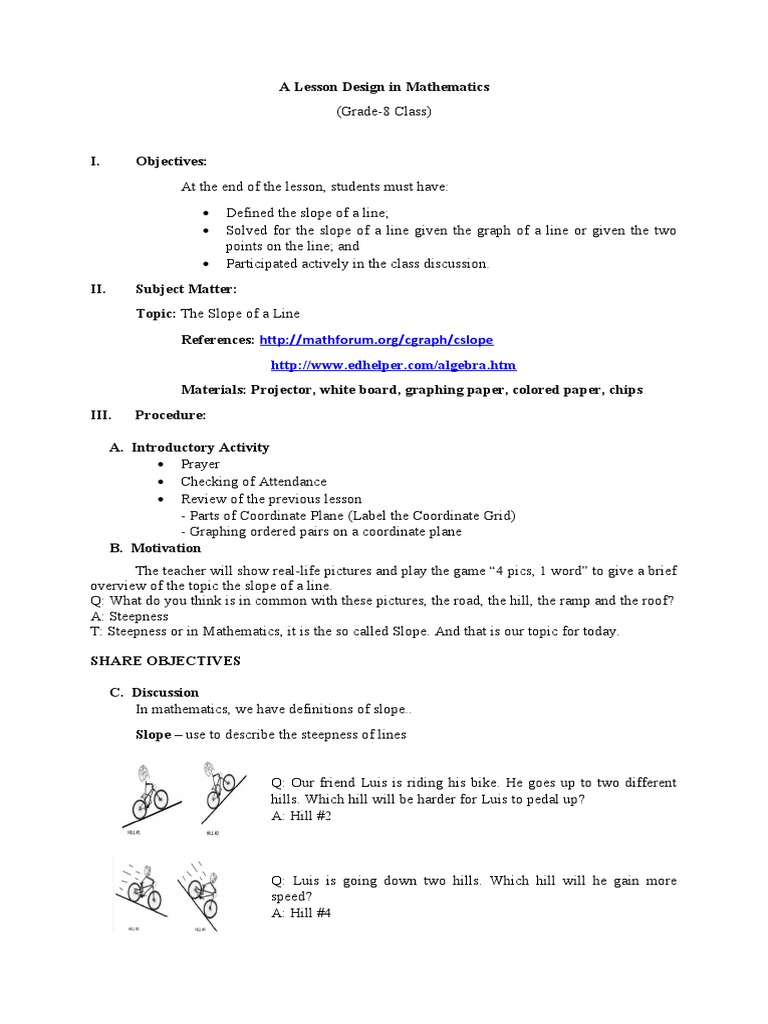 Lesson Plan - Slope | PDF | Slope | Line (Geometry)