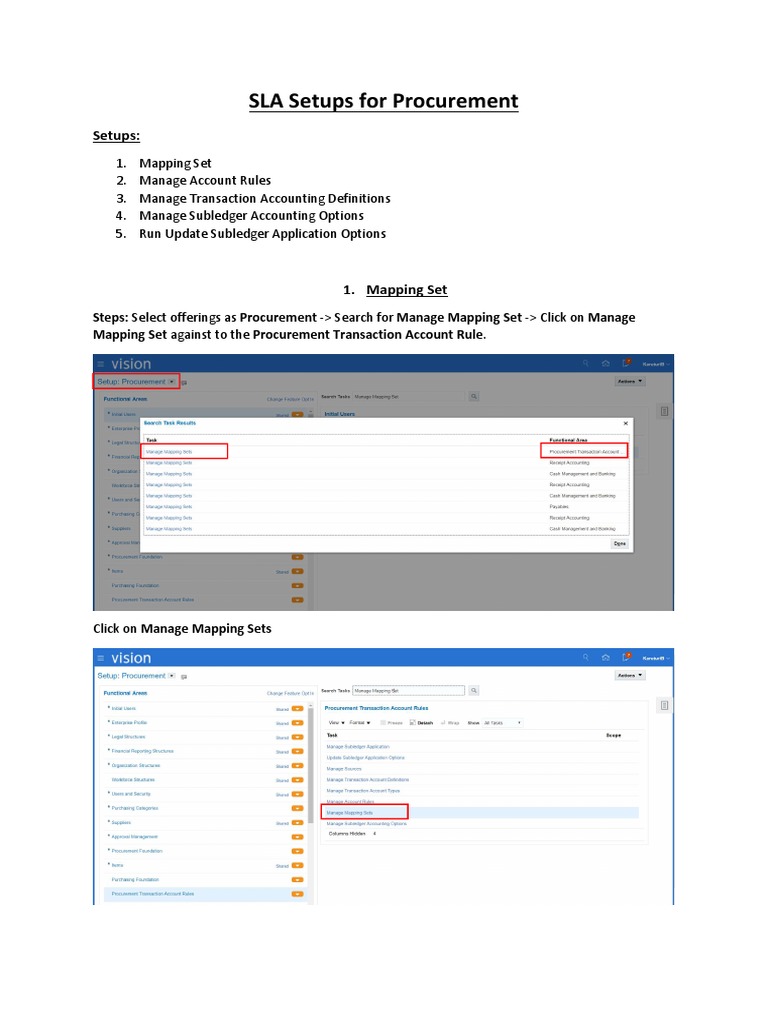 SLA Setups For Procurement, Receipt and Cost Accounting PDF | PDF ...