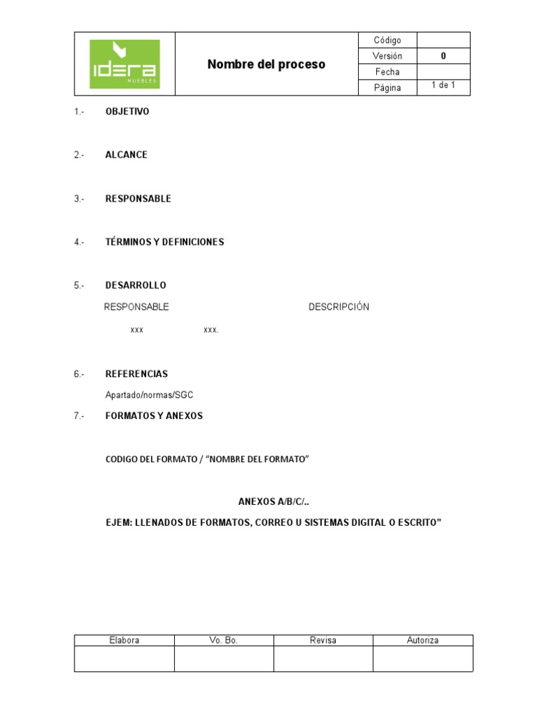 Formato de Procedimientos | PDF