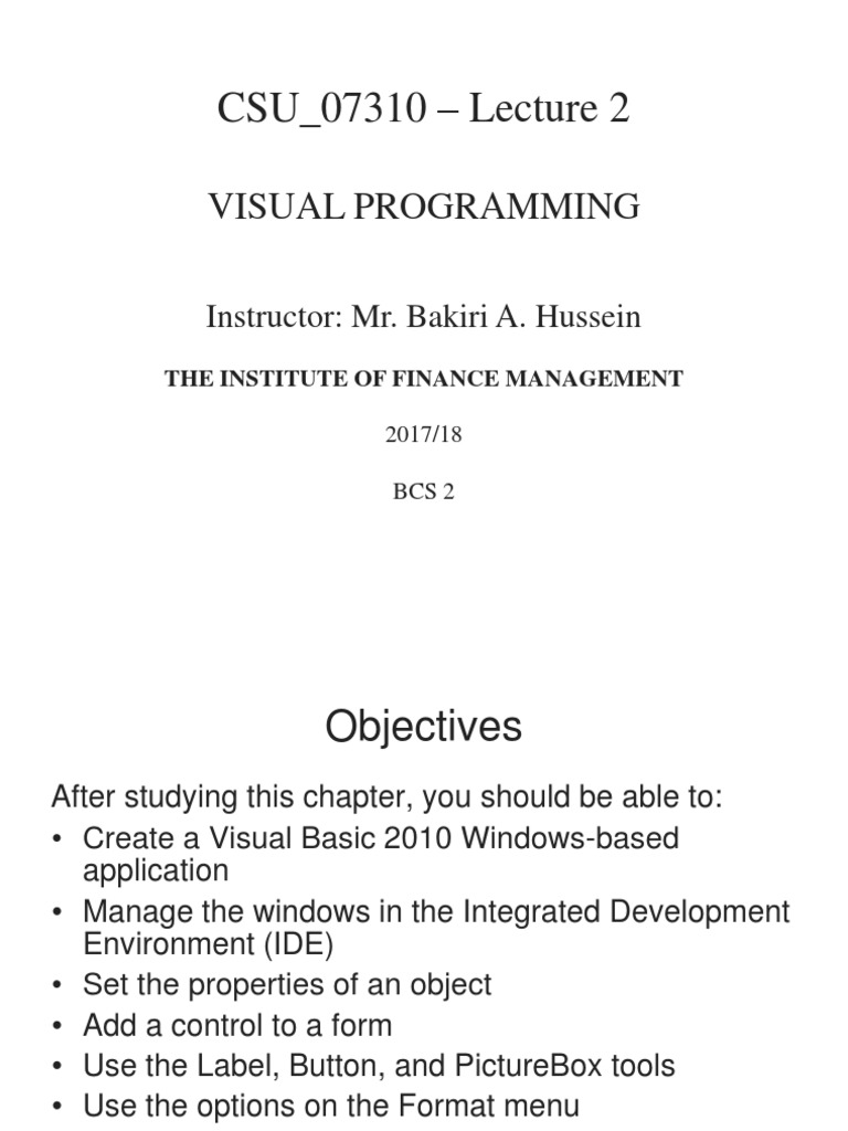 Vpl Lecture2 Pdf Pdf Window Computing Class Computer Programming 