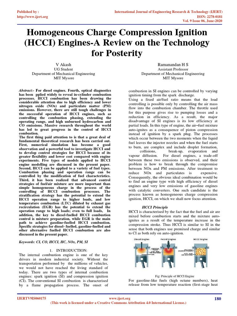 Homogeneous Charge Compression Ignition Hcci Engines A Review On The ...