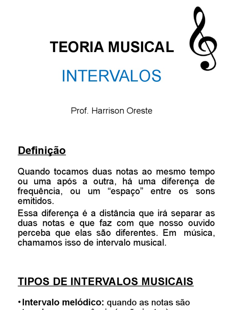 Aula de Teoria - Intervalos | PDF | Intervalo (música) | Musicologia