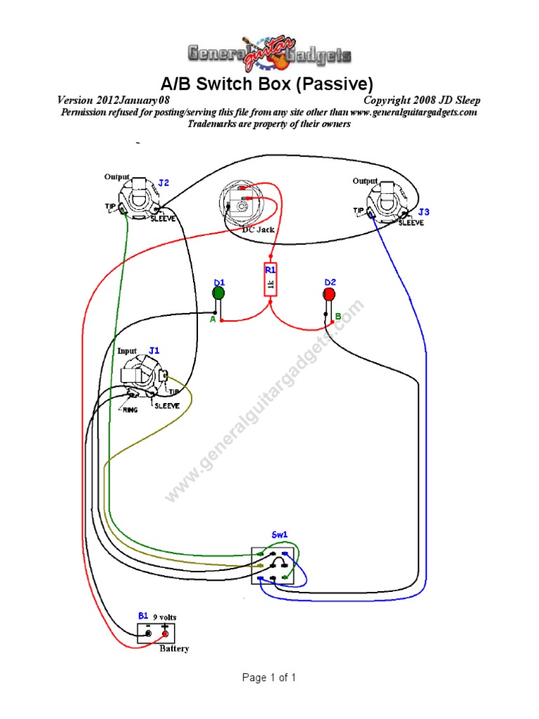 A-B Switch Box (Passive) Parts Layout and Wiring Diagram | PDF