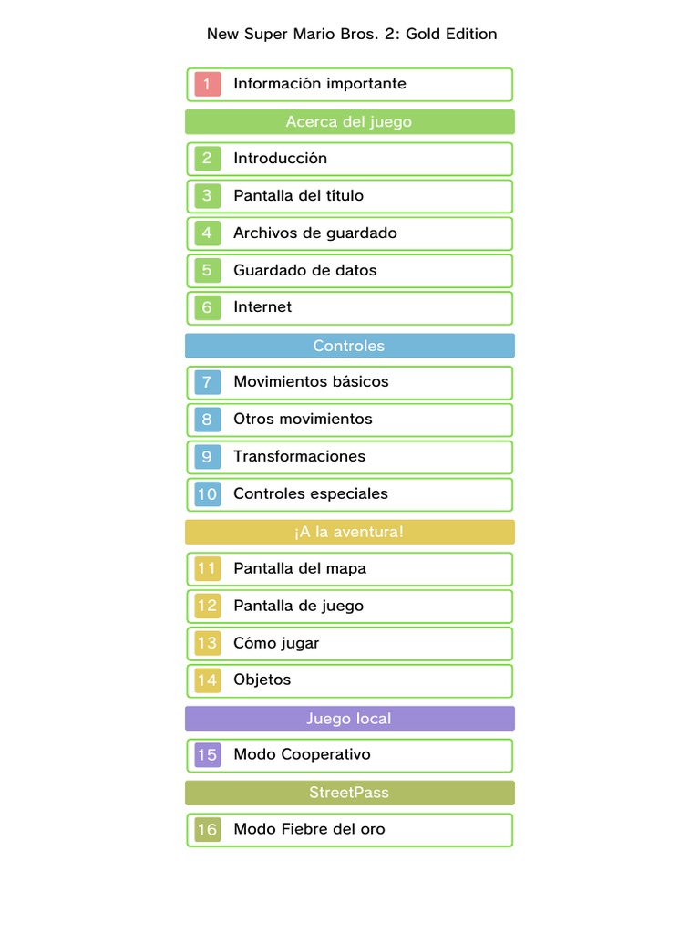 Manual 3DS New Super Mario Bros 2 Gold Edition Es | PDF | Mario | Nintendo