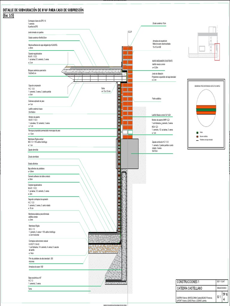 Detalle constructivo de submuración y contrapiso para caso de ...