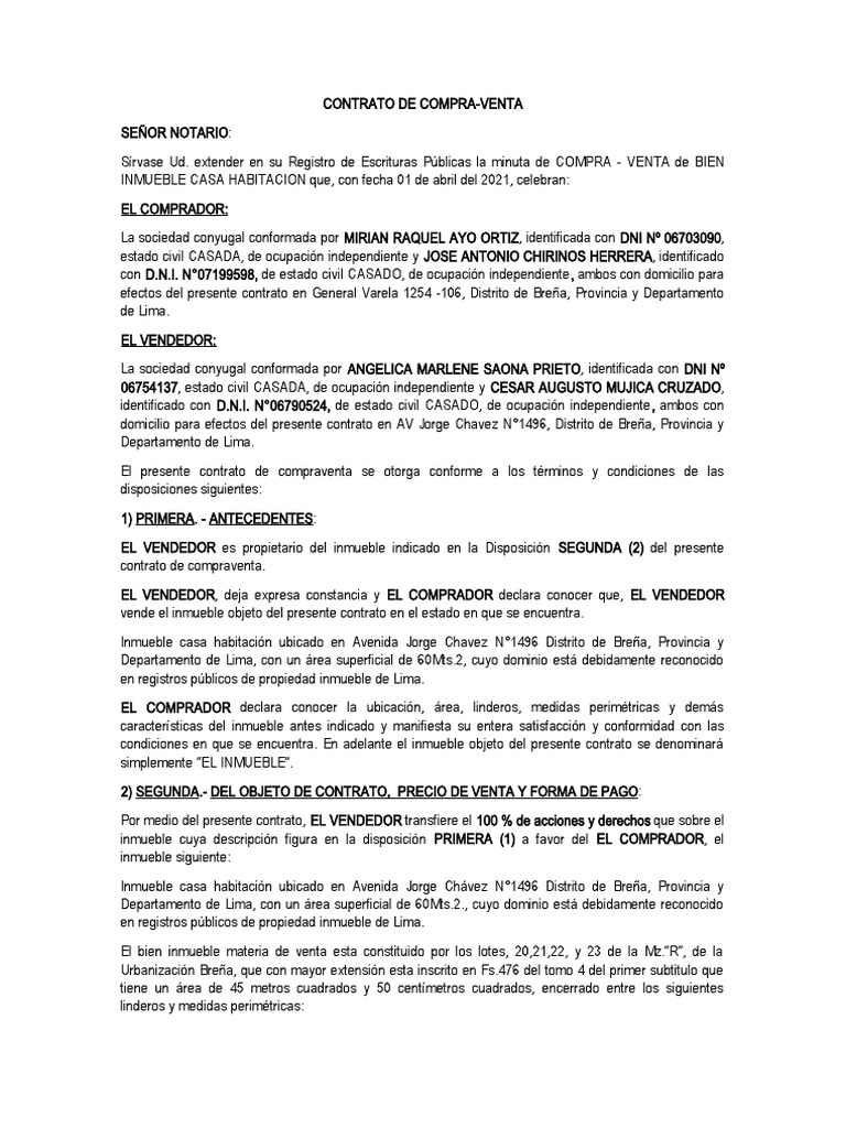 CONTRATO DE COMPRA-VENTA.docx | PDF