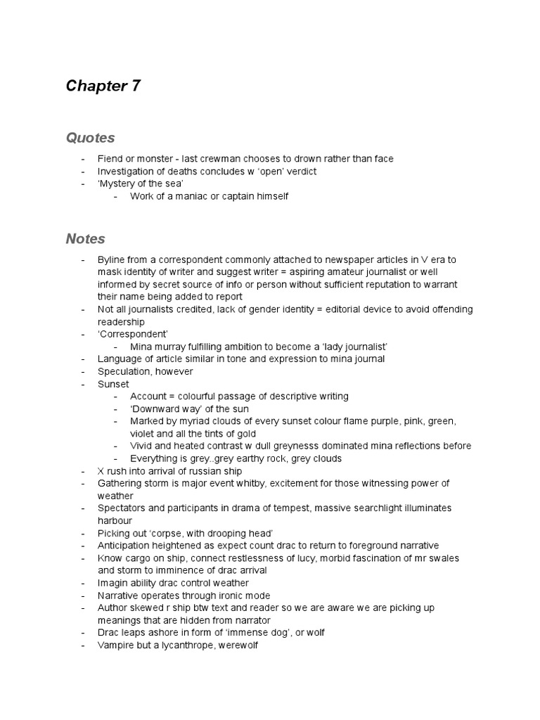 Dracula Notes | PDF | Dracula | Mina Harker