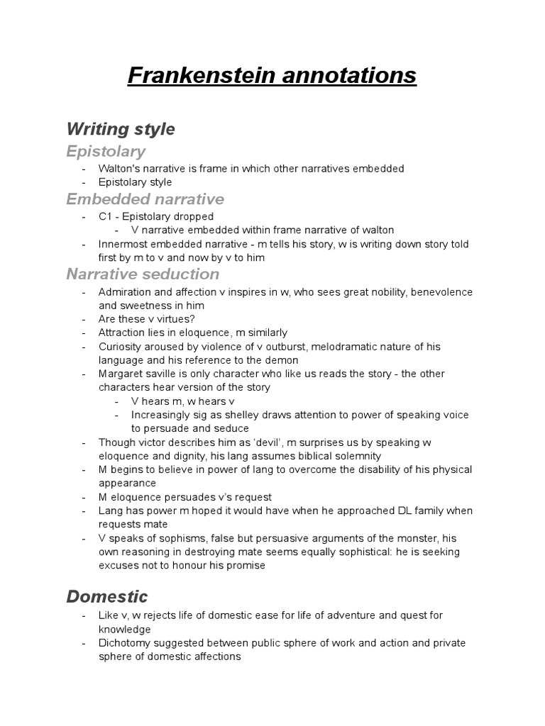 Frankenstein Annotations | PDF