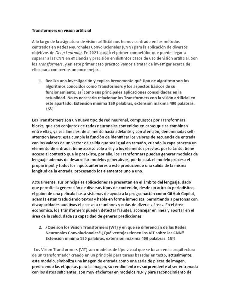 Vision Transformers: Innovación en IA | PDF | Red neuronal artificial ...