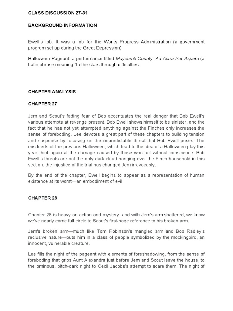 Tkam Class Discussion 27-31 | PDF | To Kill A Mockingbird