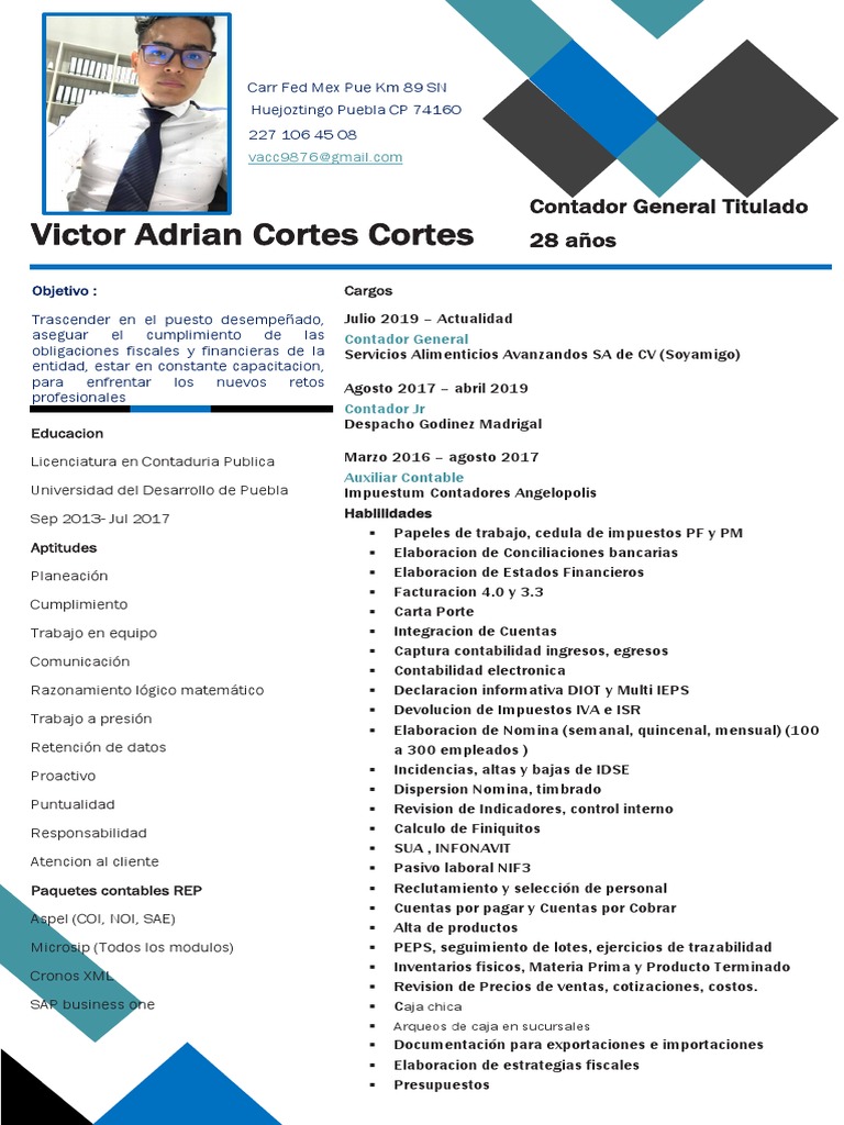 CVVictor Adrian Cortes Cortes | PDF | Contabilidad | Dinero