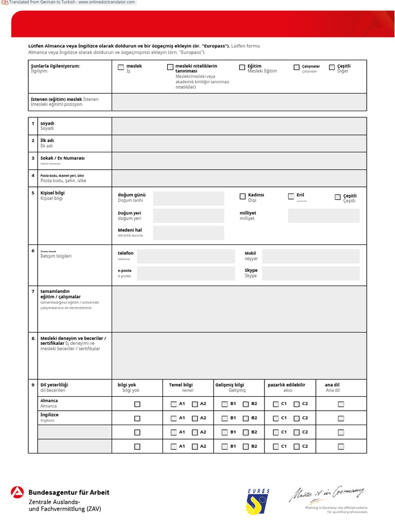 Registrierungsbogen BAMF - De.tr | PDF