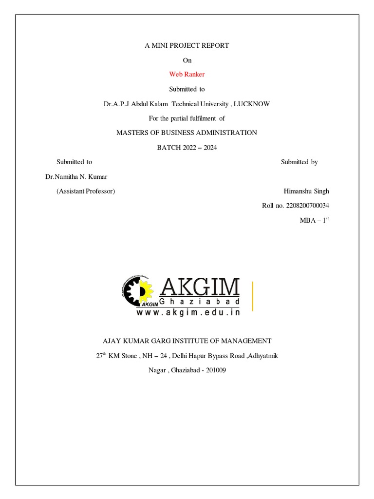 Web Ranker Mini Project Report | PDF | Search Engine Optimization ...
