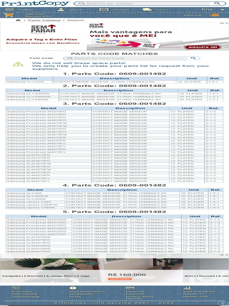 Parts Catalog Parts Code 0609-001482 PDF | PDF | Technology & Engineering
