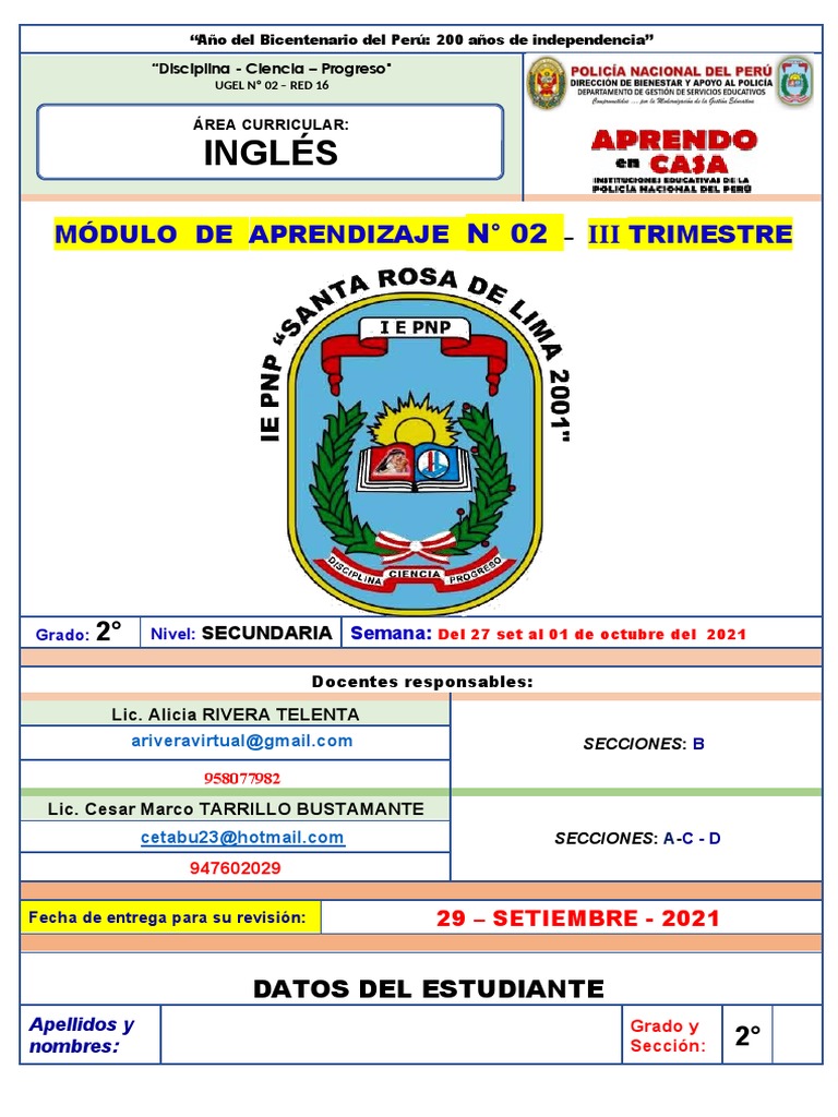 2° AÑO INGLES MODULO 02-III TRIM.-convertido (1) | PDF | Christopher Columbus | Former Spanish ...
