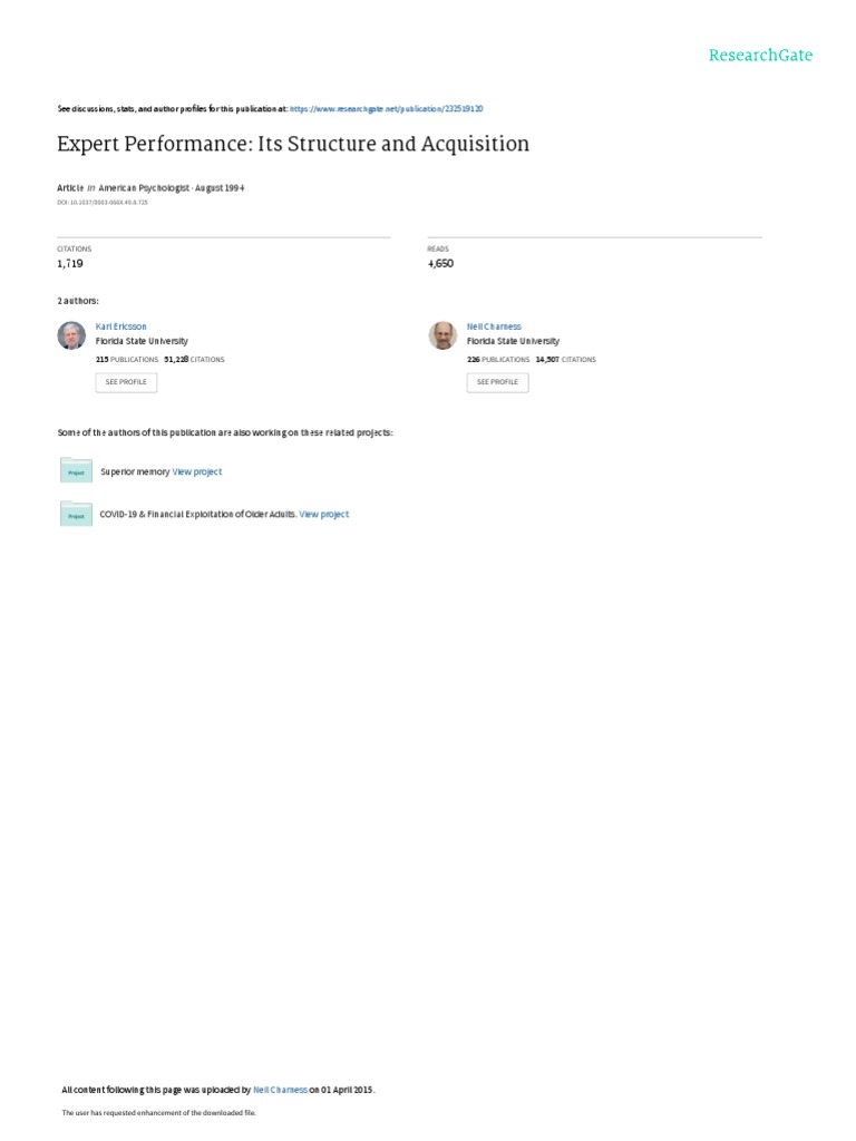 Expert - Performance - Its - Structure - and - Acquisition 725-747 PDF ...