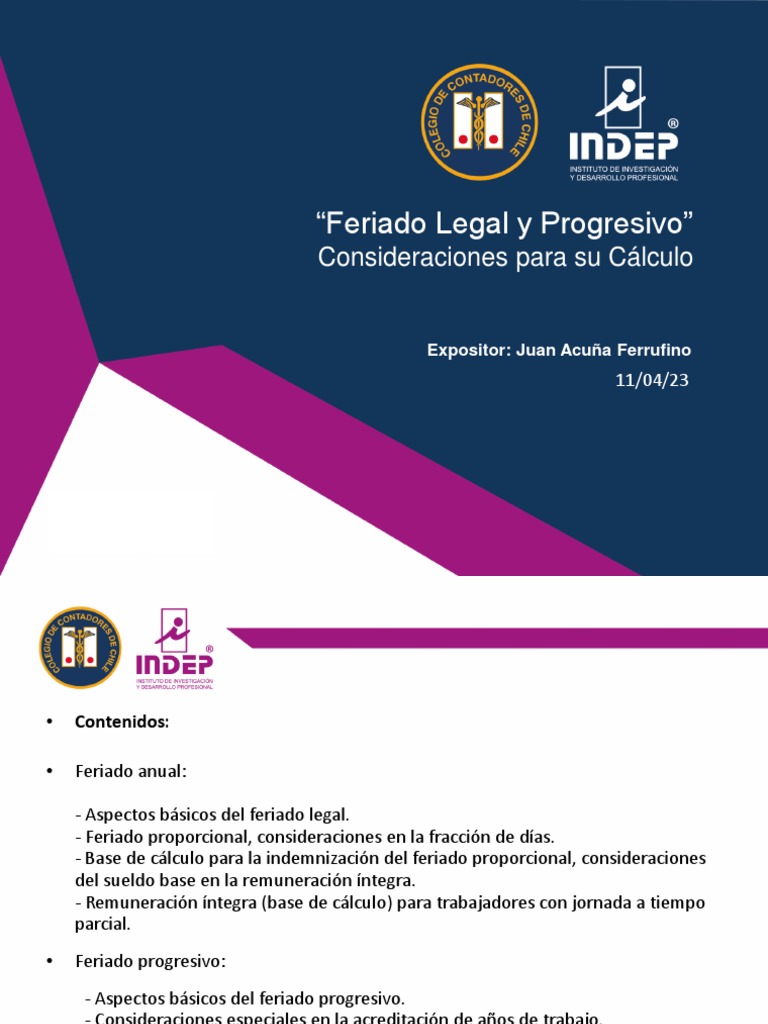 Charla Feriado Legal y Progresivo - Indep | PDF | Salario | Tiempo de ...