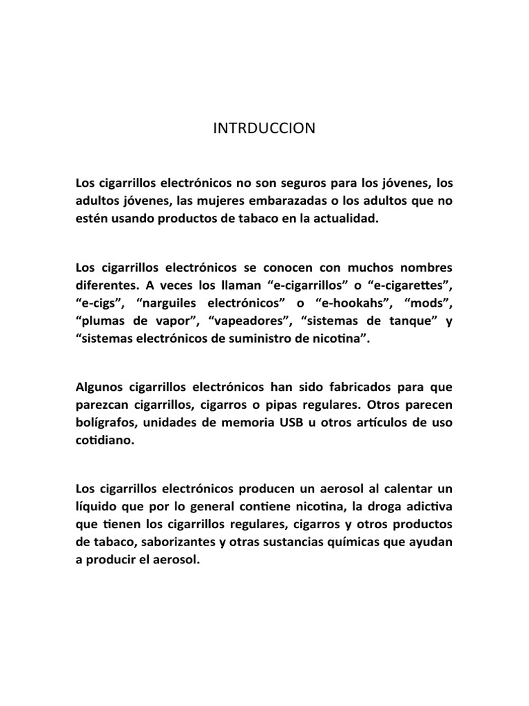 Informe De Investigacion Pdf Cigarrillo Electrónico Cigarrillo