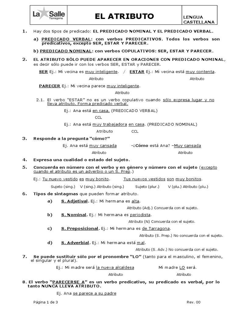 Atributo | PDF | Predicado (Gramática) | Verbo