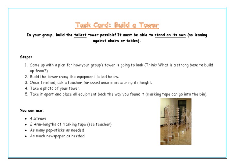 Task Card - Build A Tower | PDF