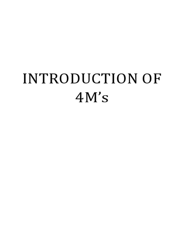 INTRODUCTION OF 4Ms PDF | PDF | Human Resources | Entrepreneurship
