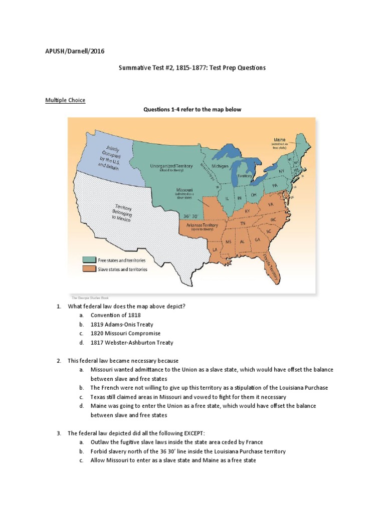 Practice Questions | PDF | Confederate States Of America | American ...