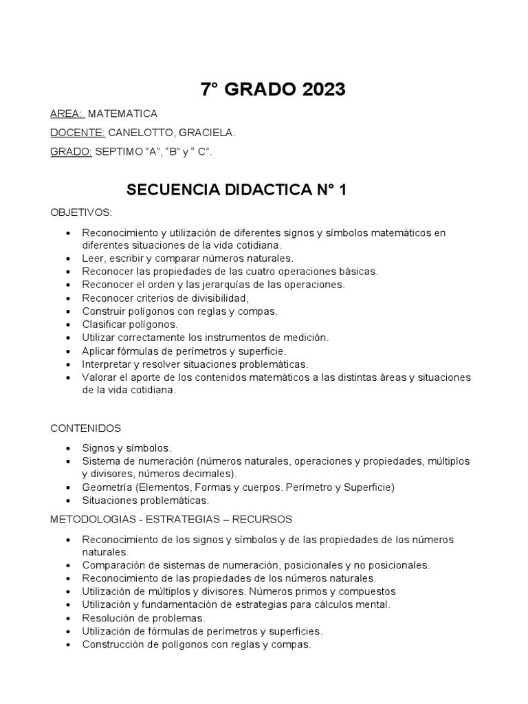 Matemáticas en séptimo grado: Números, operaciones y geometría | PDF | Bailes | Matemáticas