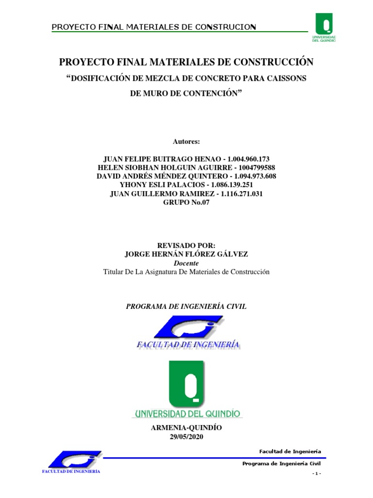 Proyecto Final Materiales de Construcción | PDF