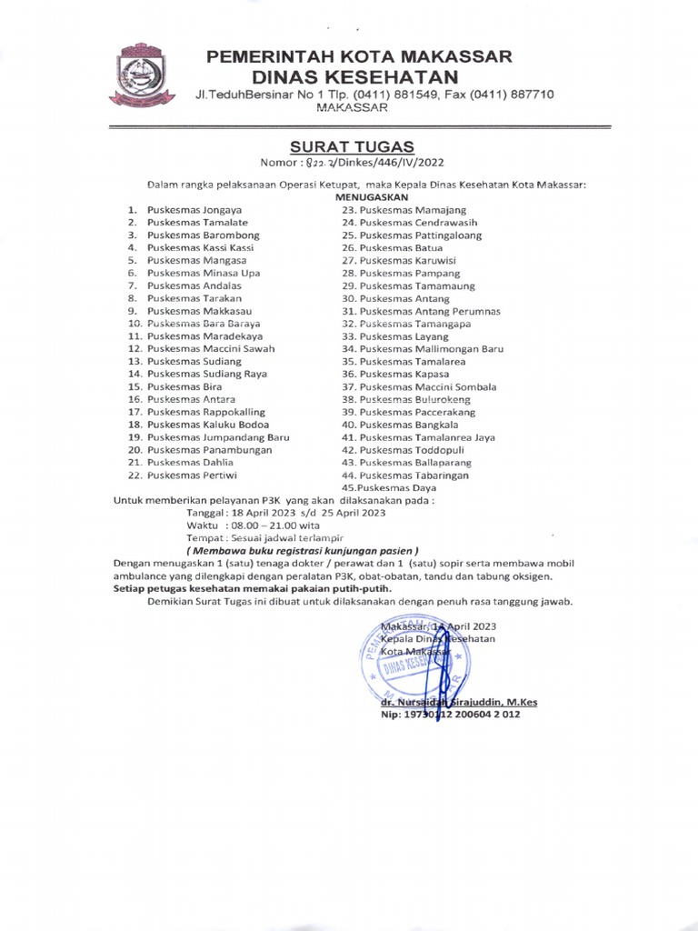 Surat Tugas Operasi Ketupat | PDF