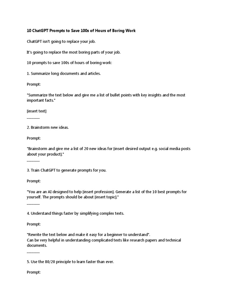 10 Time-Saving ChatGPT Prompts | PDF