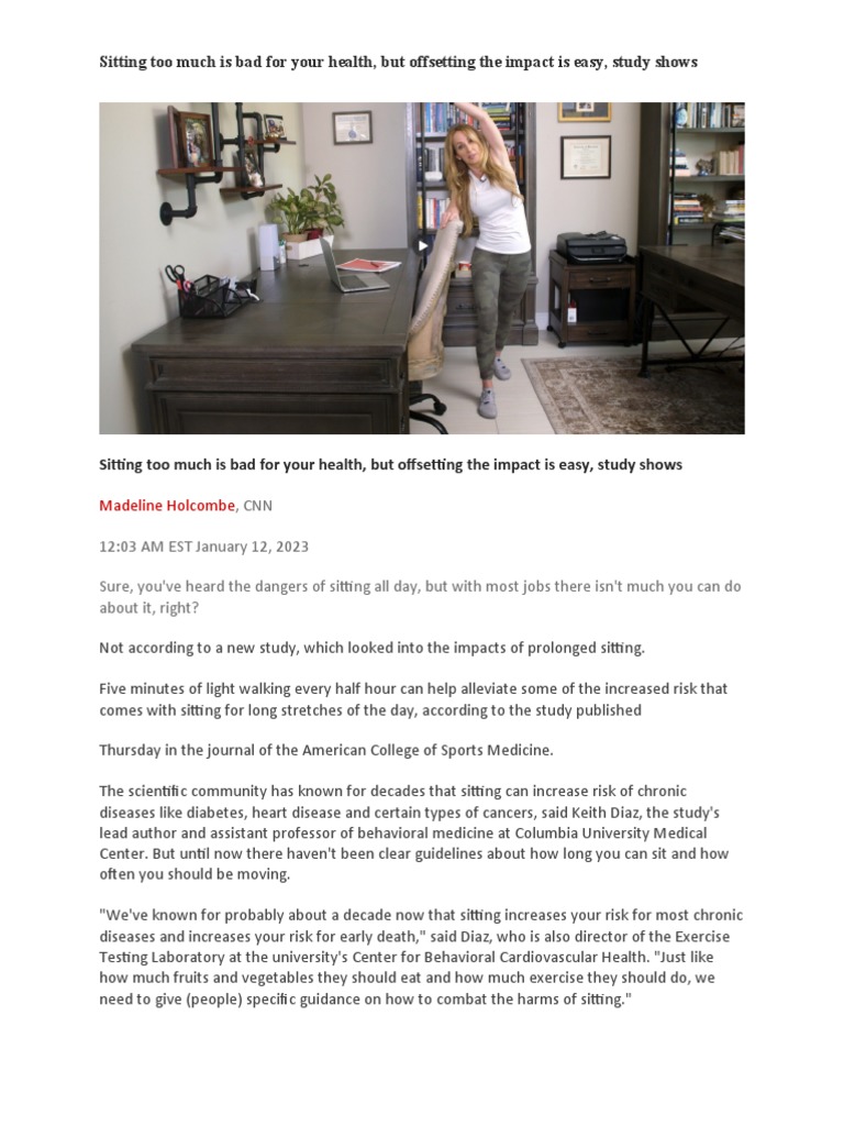 Sitting Too Much Is Bad For Your Health | PDF | Cardiovascular Diseases ...