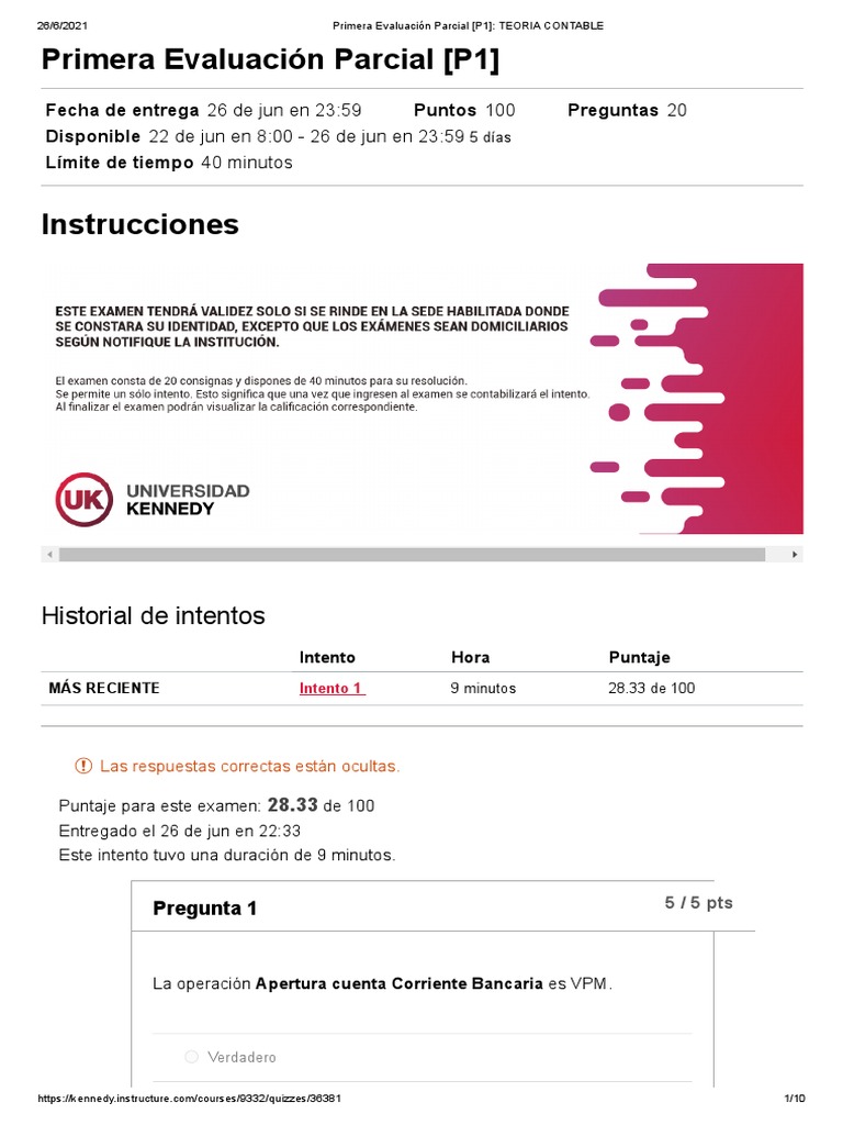 Primera Evaluación Parcial (P1) - TEORIA CONTABLE | PDF | Contabilidad ...