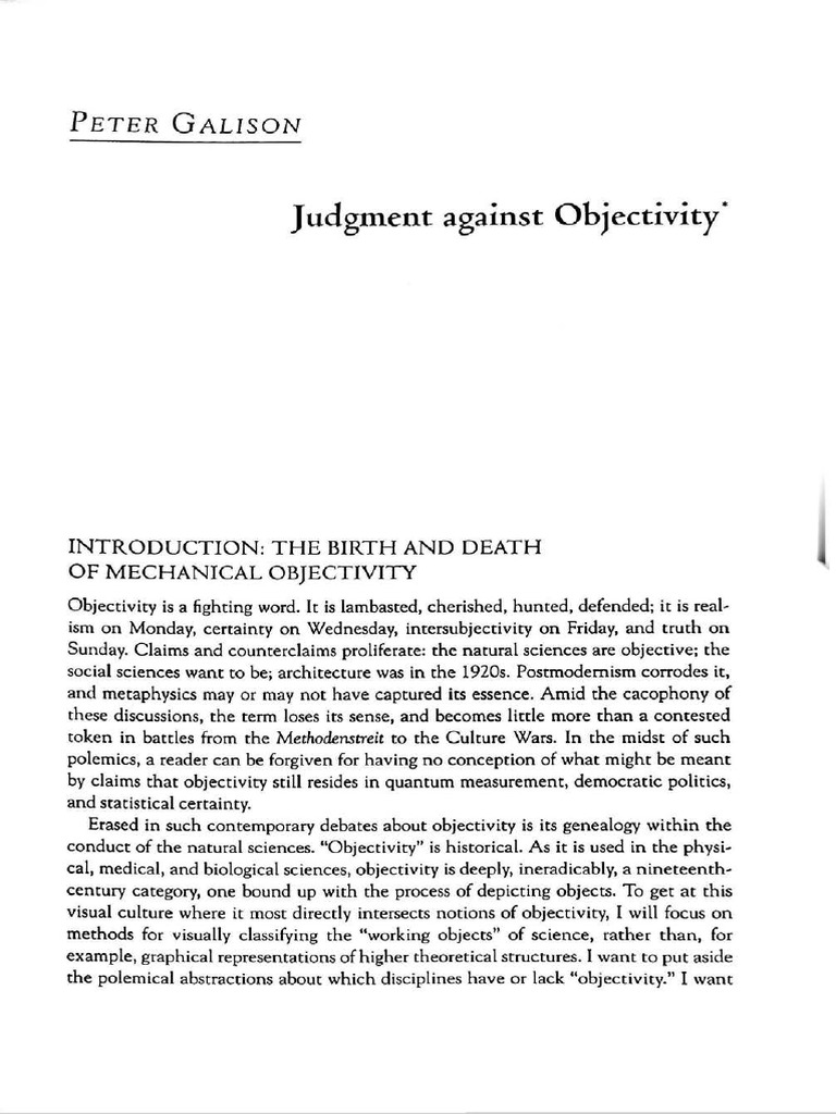 Galison - Judgement Against Objectivity | PDF