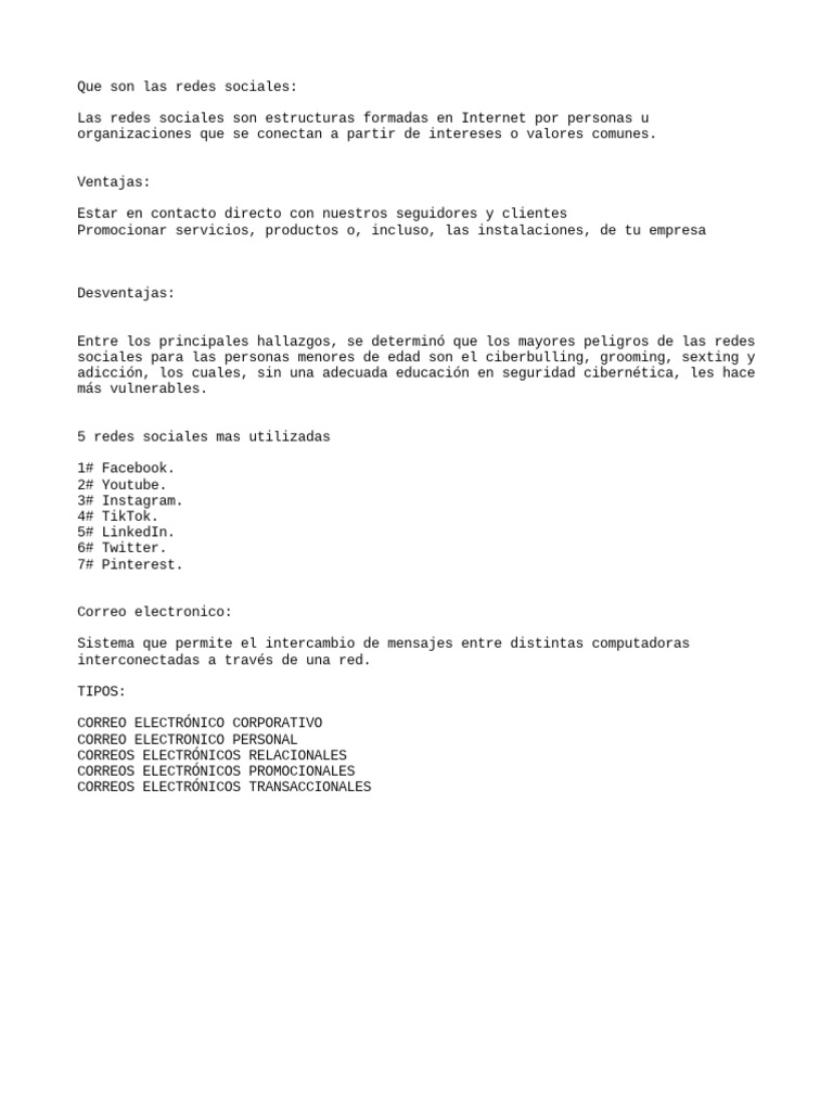 Las Redes Sociales y Correo Electronico | PDF