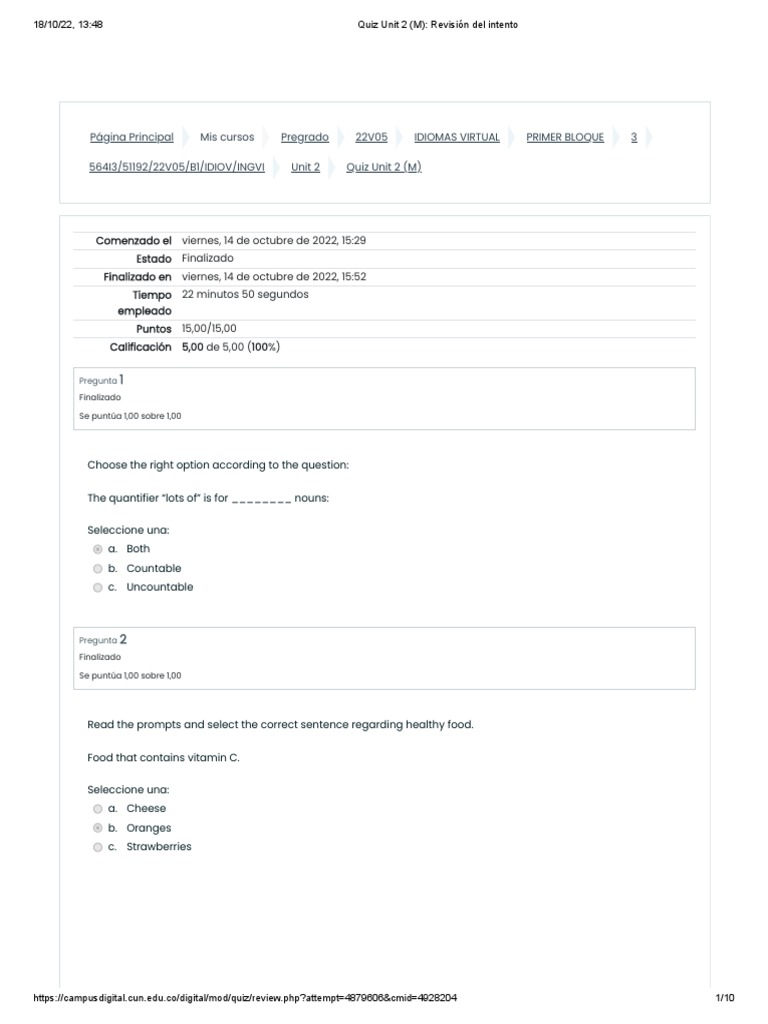 Quiz Unit 2 Review and Answers | PDF | Soft Drink | Lunch