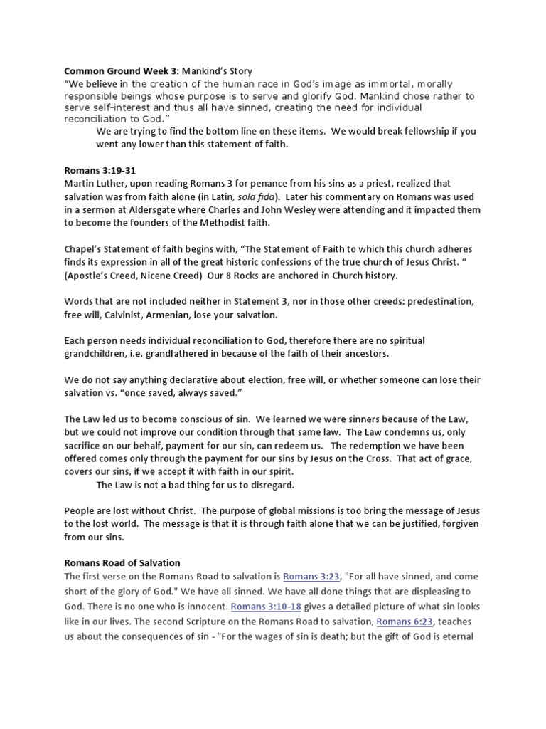 Common Ground Week 3 Summary | PDF | Salvation | Sin