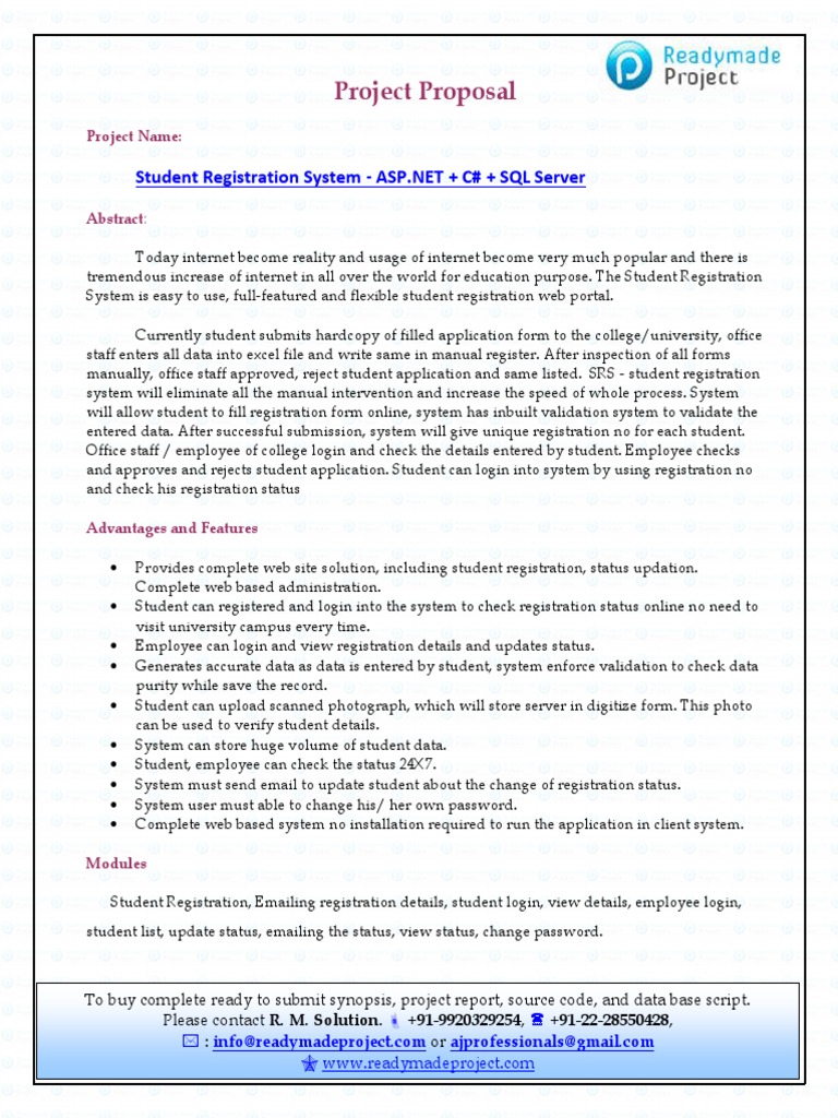 Studentregistration Project Proposal | PDF | Databases | Data Management
