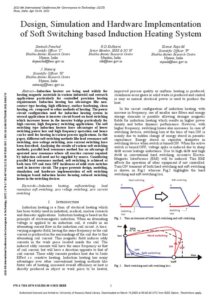 Design Simulation and Hardware Implementation of Soft Switching Based Induction Heating System ...