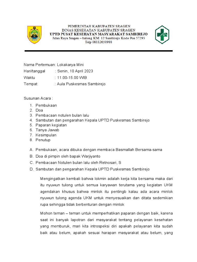Notulen Lokmin April 2023 | PDF