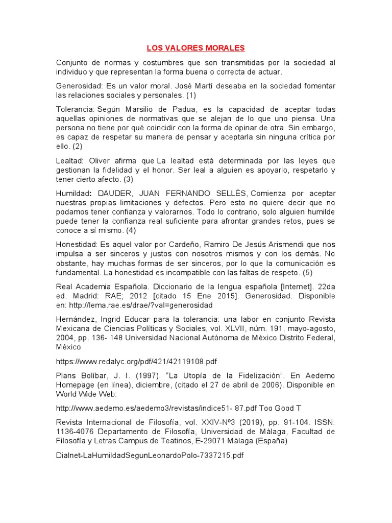 Los Valores Morales Pdf Tolerancia