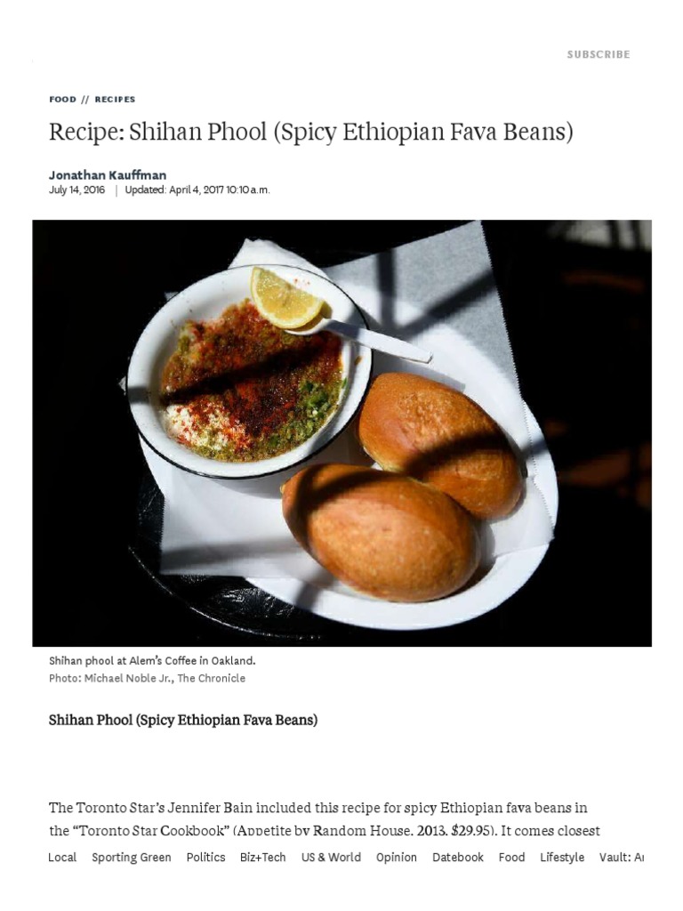 Recipe - Shihan Phool (Spicy Ethiopian Fava Beans) | PDF | Spice | Teaspoon